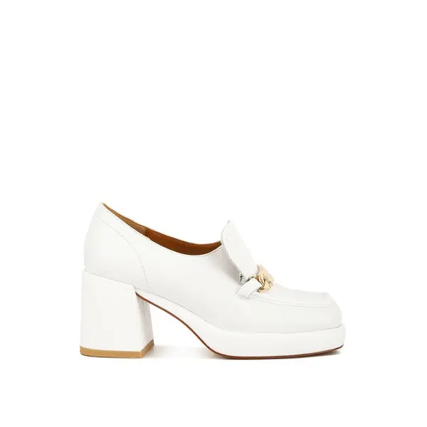 RAG & CO Morgan Metallic Embellisht Leather Platform Loafers In By