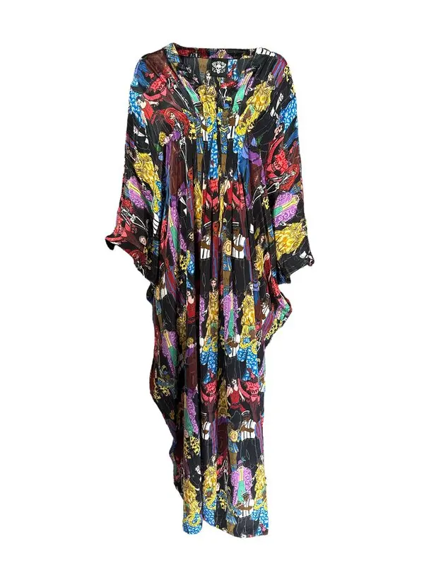 ANY OLD IRON Black / Red Multicolor Nola Heroes Kaftan - Black/red