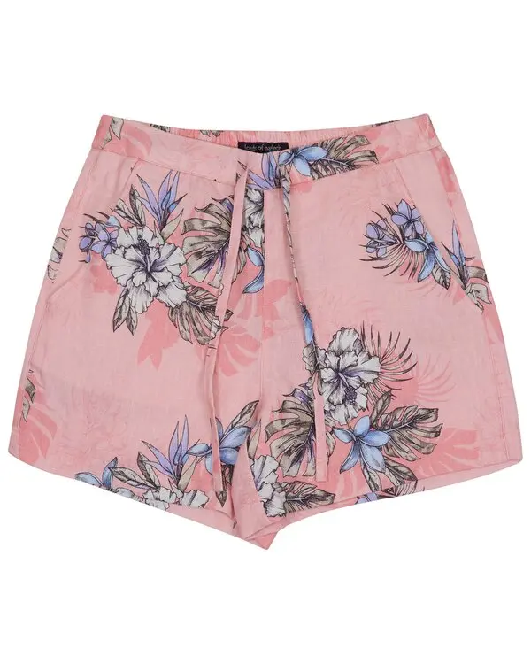 LORDS OF HARLECH Leanne Exotic Floral Coral Drawstring Short - Pink