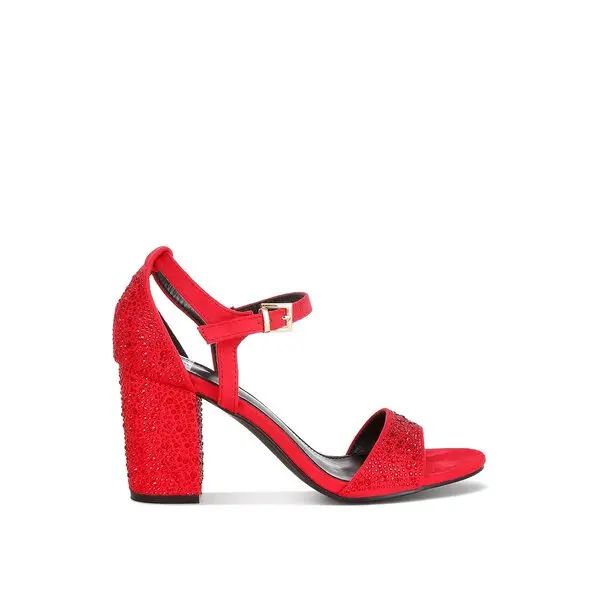 RAG & CO Navoli Rhinestones Embellished Sandals In By - Red
