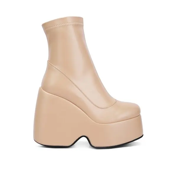 RAG & CO Neutrals Purnell High Platform Ankle Boots By