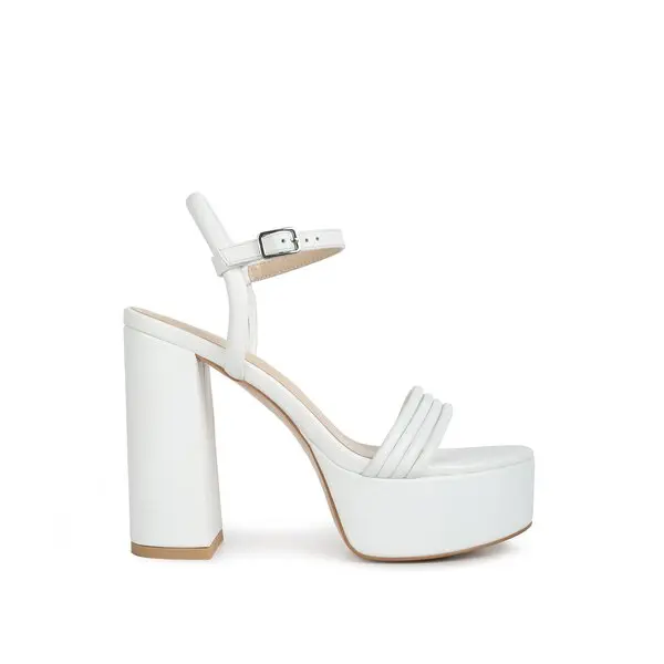RAG & CO Cruella Block Heel Platform Sandals In By - White