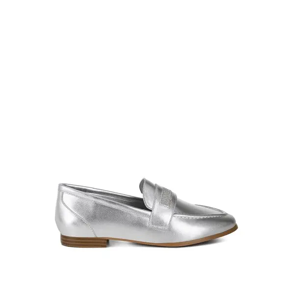 RAG & CO Eden Ode Rhinestone Strap Metallic Loafers By