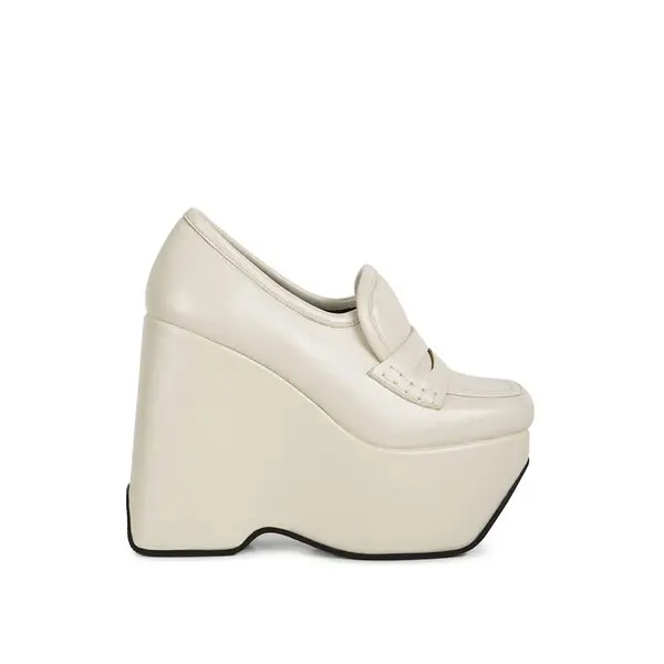RAG & CO Neutrals Gilliam High Platform Wedge Loafers By