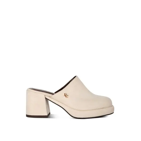 RAG & CO Neutrals Delaunay Suede Heeled Mule Sandals In By