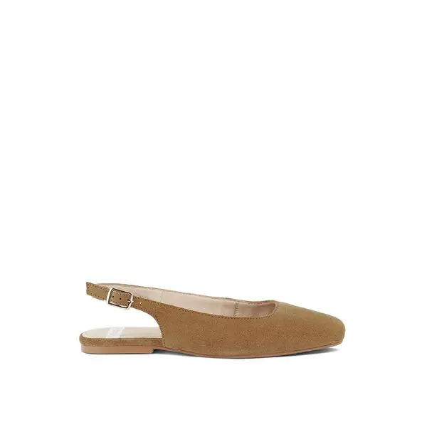 RAG & CO Sozani Genuine Suede Leather Slingback Flats In Tan By