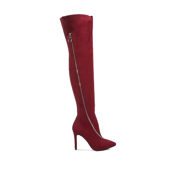 RAG & CO Tsarina Zip Around Long Boot In Burgundy By - Red