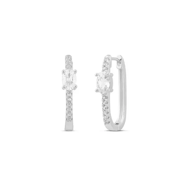 SHYMI Oval Center Pave Hoops - Silver
