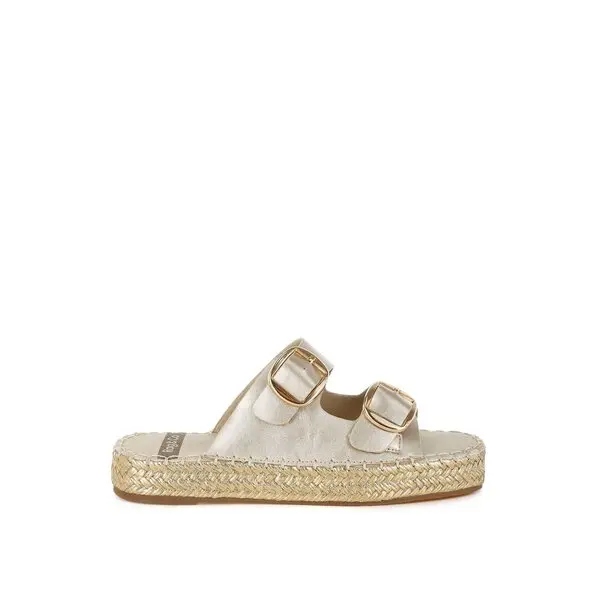 RAG & CO Miova Metallic Buckle Detail Espadrille Flatforms - Gold