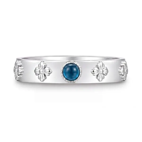 AZURA JEWELRY NEW YORK Howl’s Moving Castle London Blue Topaz Ring White Gold Vermeil - Silver