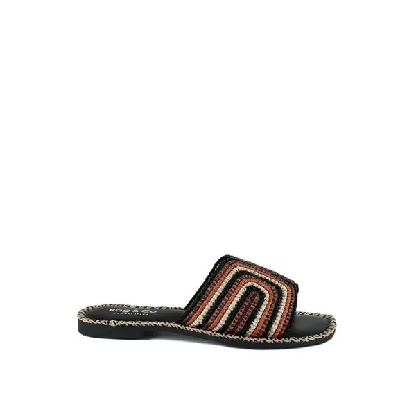 RAG & CO Kente Patterned Raffia Slip-on Flats In By