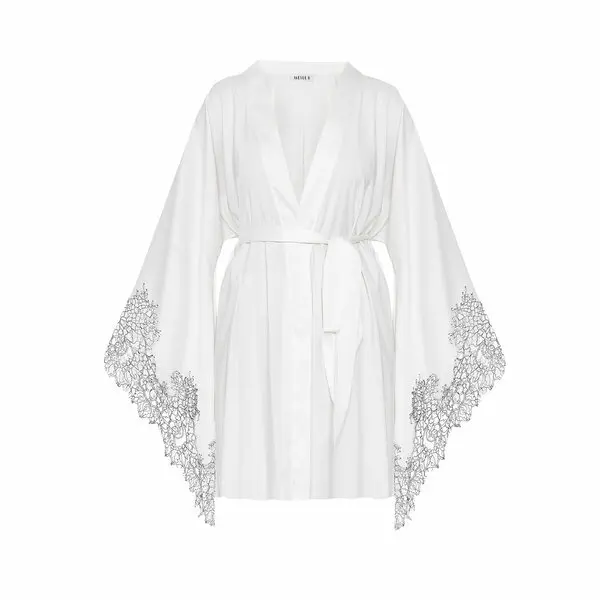 AVENUE 8 Lace Mini Silk Robe
