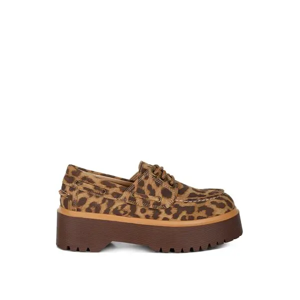 RAG & CO Onglur Leopard Real Suede Leather Oxford Loafers By