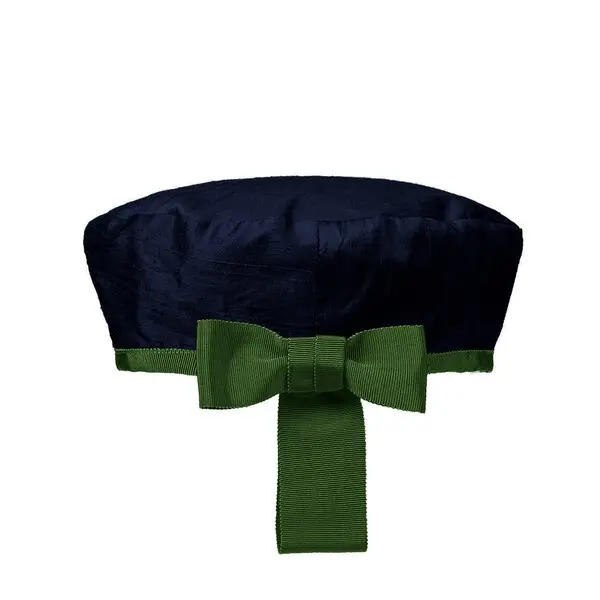 SIBI HATS Blue / Green Catch Me Navy Silk French Beret Hat - Blue/green
