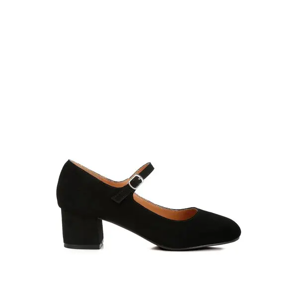 RAG & CO Dallin Suede Block Heel Mary Janes - Black