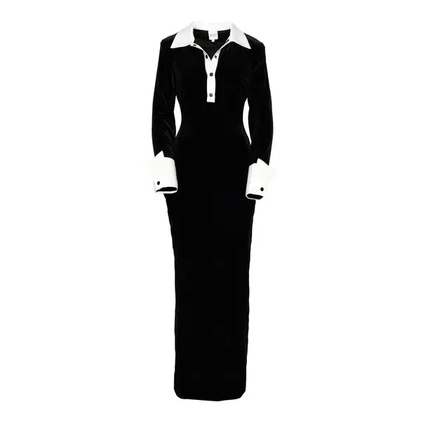 OFUURE Robin Velvet Maxi Dress In Onyx - Black