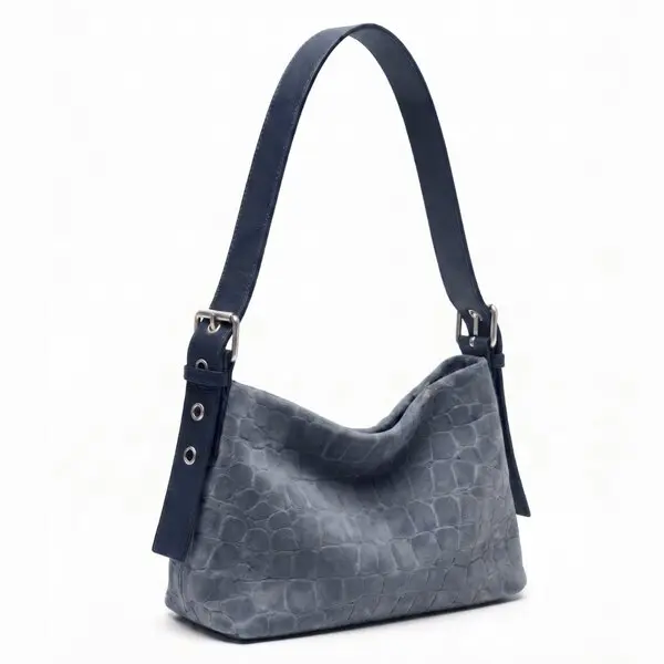 JUAN-JO Croc-embossed Suede Large Crossbody Bag