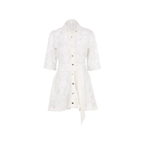 ZETAYE Fiori Lace Mini Shirtdress