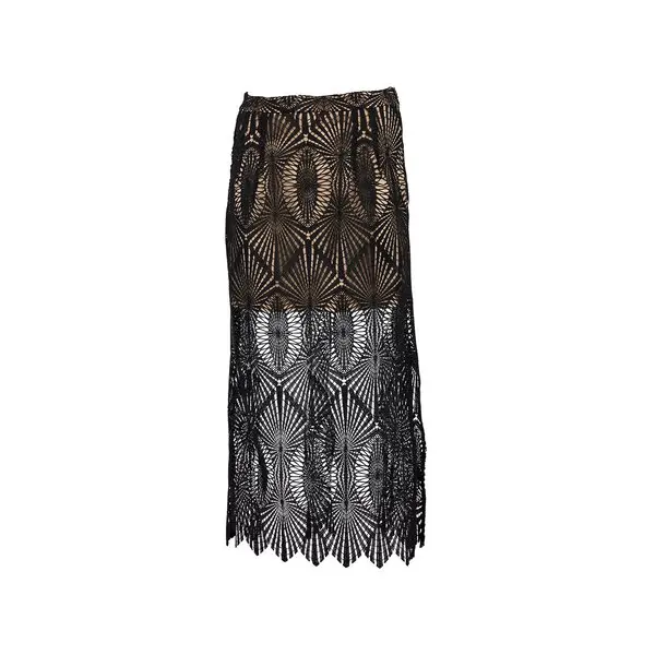 ZETAYE Maxine Deco Lace Midi Pencil Skirt - Black