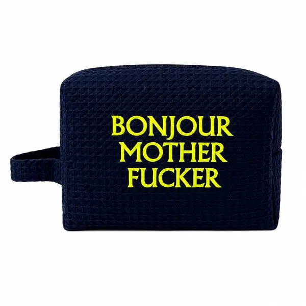LILLY LOVES Bonjour Mf Navy Waffle Weave Cosmetic Bag - Blue