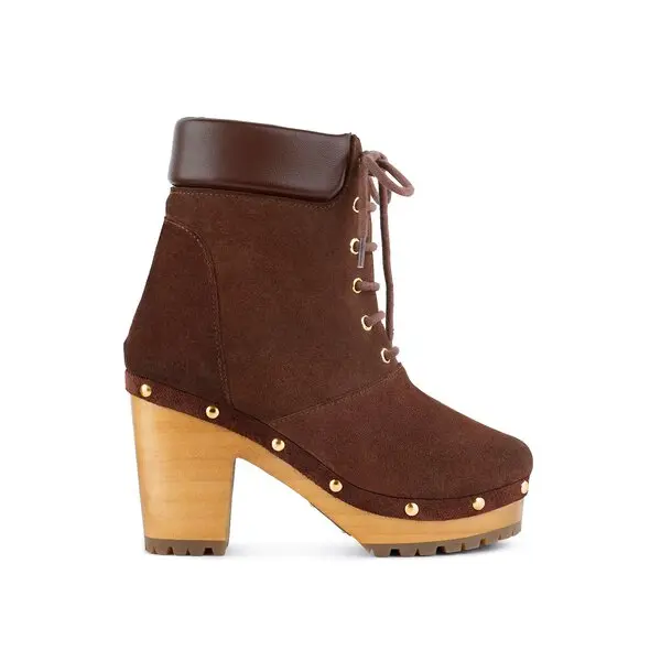 RAG & CO Maaya Handcrafted Collared Suede Boot In By - Brown