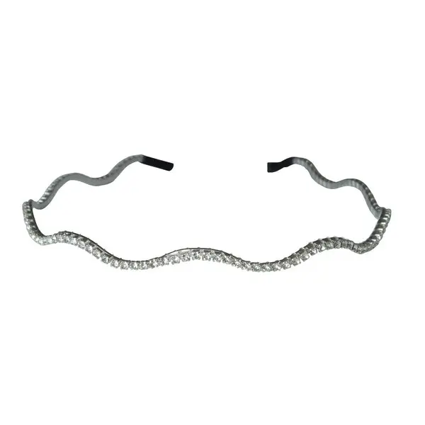 2KSTYLE Snake Wavy Crystal-embellished -tone Headband - Silver