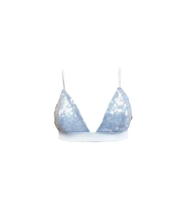 JANE GALA Silk Dusty Sequin Bralette - Blue