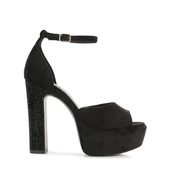 RAG & CO Beaty Rhinestones High Block Heeled Sandals By