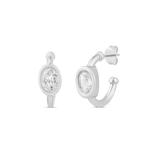 SHYMI Small Oval Bezel Hoops - Silver