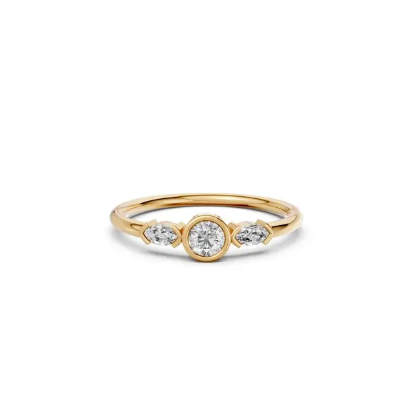 AYA FINE JEWELRY Aria Round & Marquise Lab Grown Diamond Trilogy Ring In Gold - Yellow