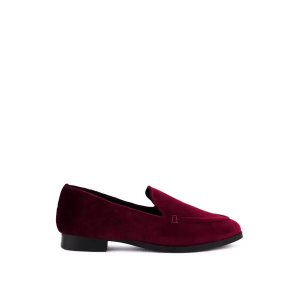 RAG & CO Luxe-lap Burgundy Velvet Handcrafted Loafers By