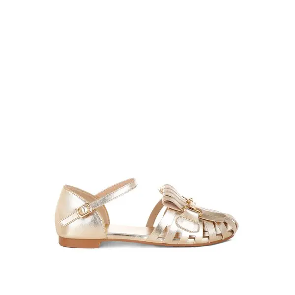 RAG & CO Noori Metallic Fringe Flat Sandals In By