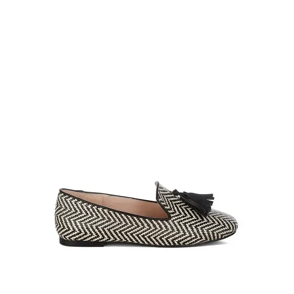 RAG & CO Dara Raffia Tassels Detail Loafers In By