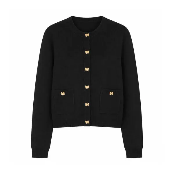 YUMI Bow Button Cardigan