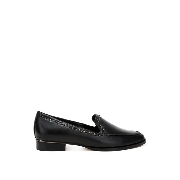 RAG & CO Wolferton Delicate Stud Detail Leather Loafers - Black
