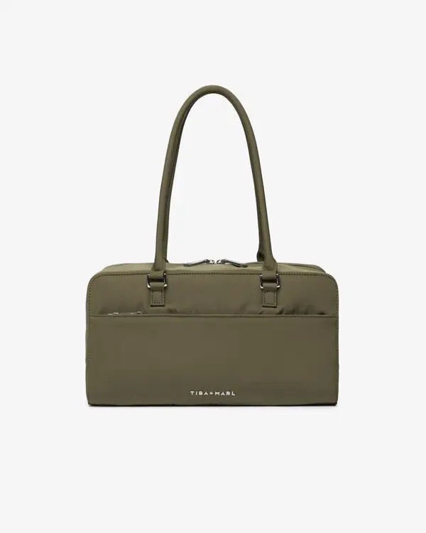 TIBA + MARL Riley Compact East-west Changing Bag Olive Woven