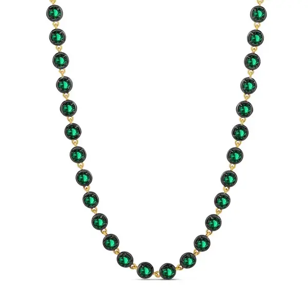SHYMI Black / Green Round Victorian Style Tennis Necklace Green - Black/green