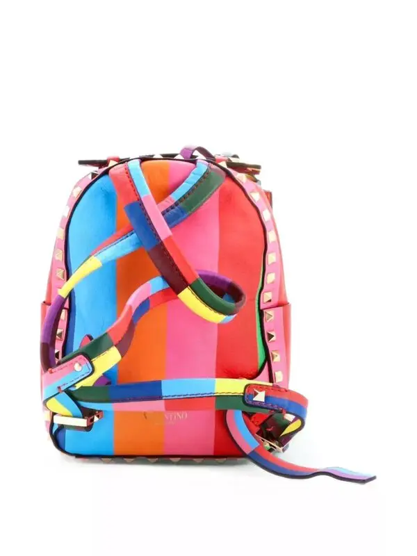 Valentino Garavani 1973 Rockstud Striped Leather Mini Backpack