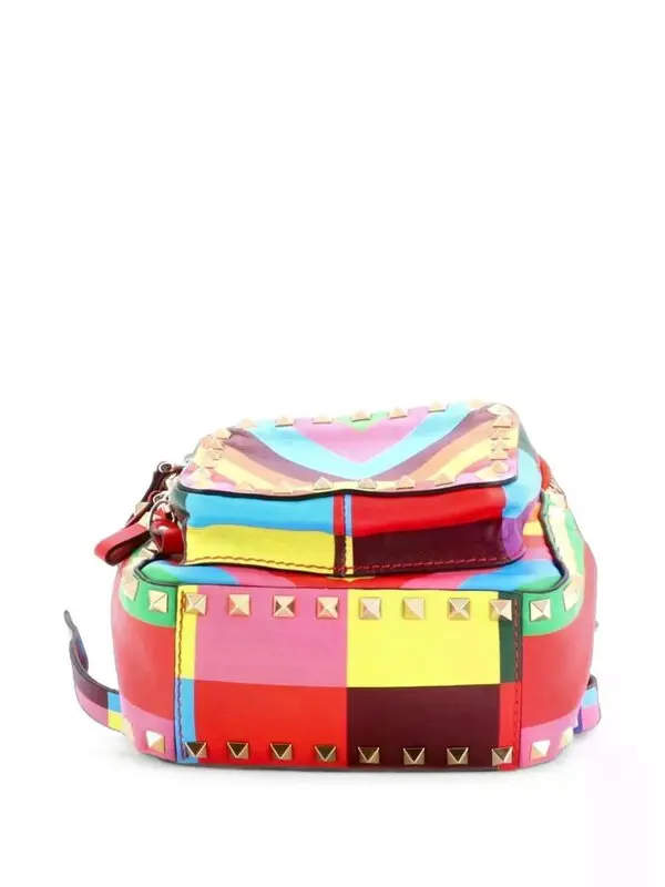 Valentino Garavani 1973 Rockstud Striped Leather Mini Backpack