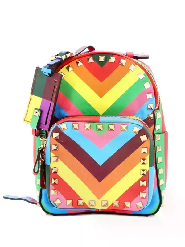 Valentino Garavani 1973 Rockstud Striped Leather Mini Backpack - Multicolour