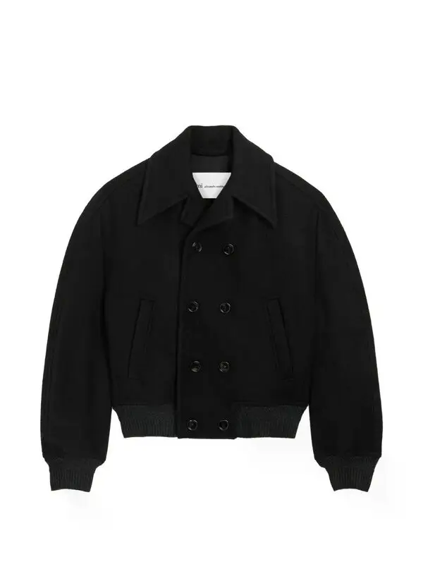 AMI Paris Short Double Breasted Wool Bomber