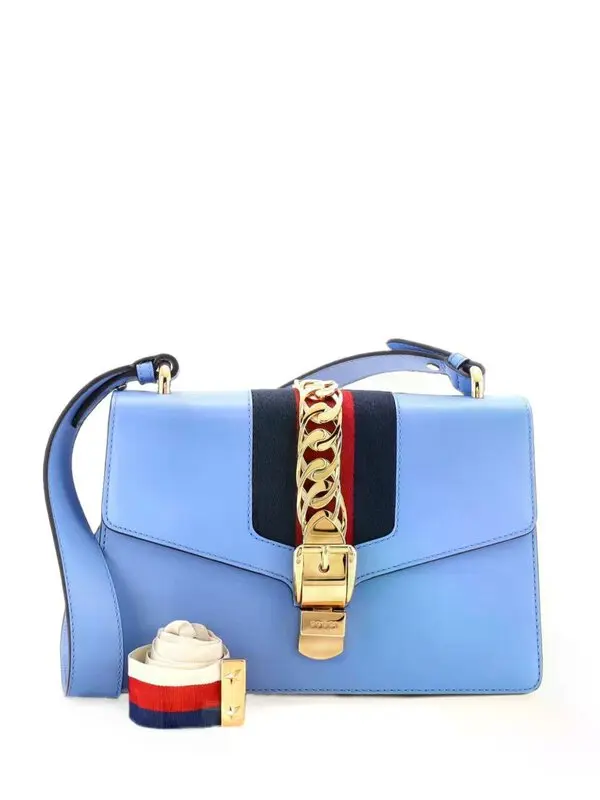 Gucci Sylvie Leather Small Shoulder Bag - Blue