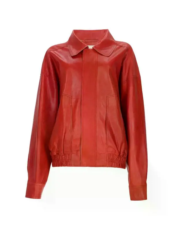 ALYSI Leather Bomber Jacket