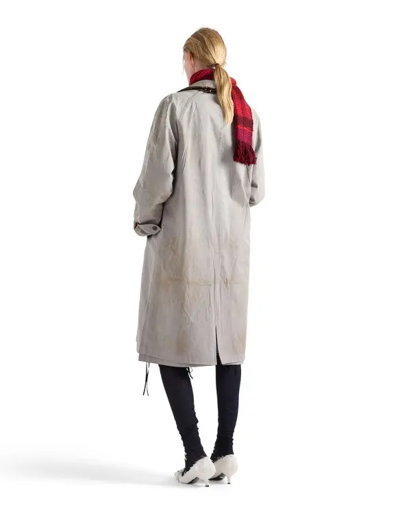 Prada Single-breasted Antiqued Twill And Houndstooth Check Coat