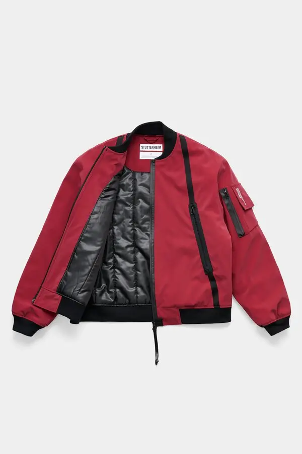 Stutterheim Bredsand Zip Winter Bomber Jacket - Burgundy