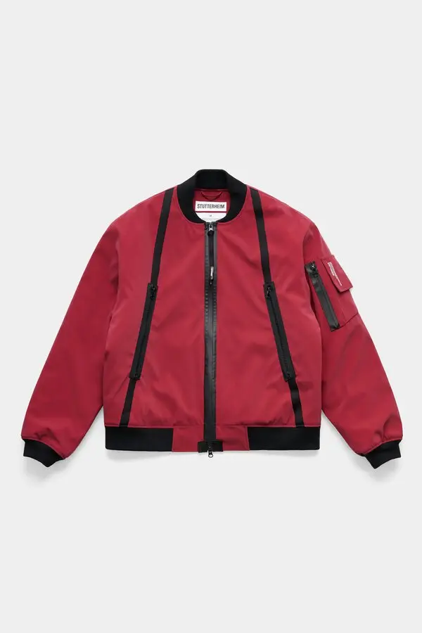 Stutterheim Bredsand Zip Winter Bomber Jacket - Burgundy