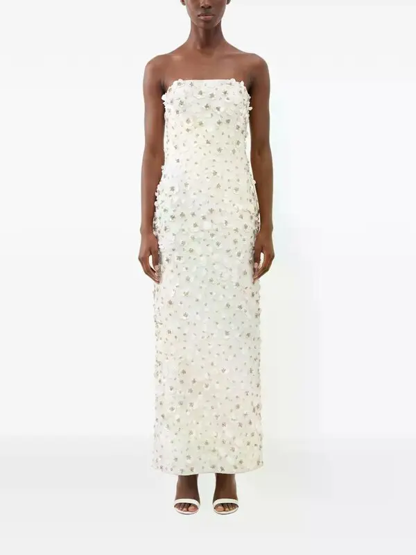 Simkhai Serafina Floral-appliqué Strapless Dress