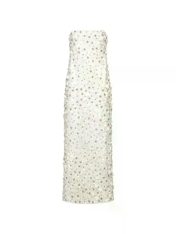 Simkhai Serafina Floral-appliqué Strapless Dress - Neutrals