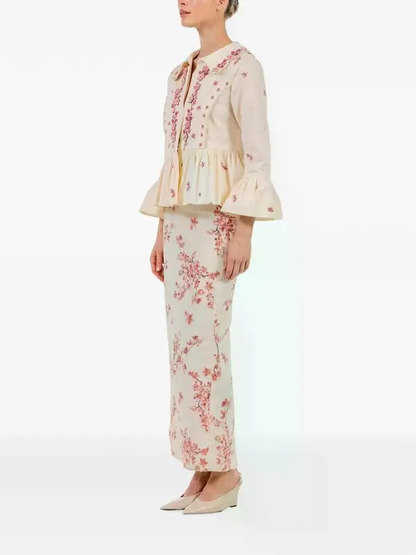 Agua Bendita Silene Cauca Embroidered Peplum Blazer