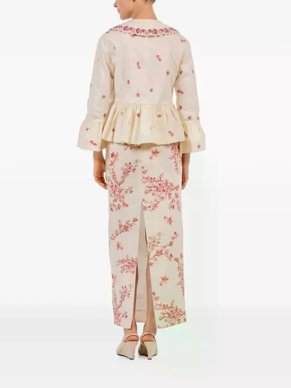 Agua Bendita Silene Cauca Embroidered Peplum Blazer